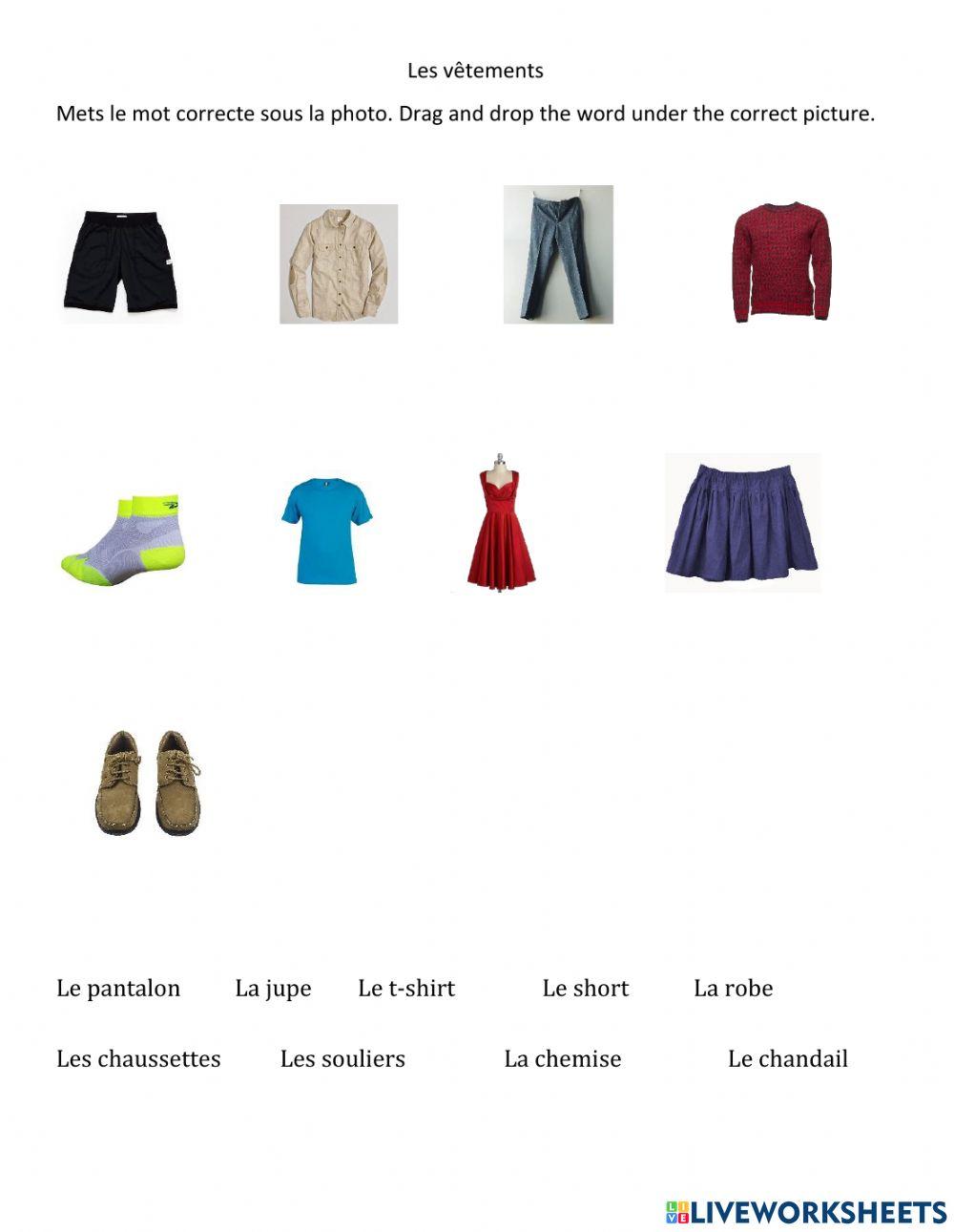 Les vêtements d… | Free Interactive Worksheets | 4993091
