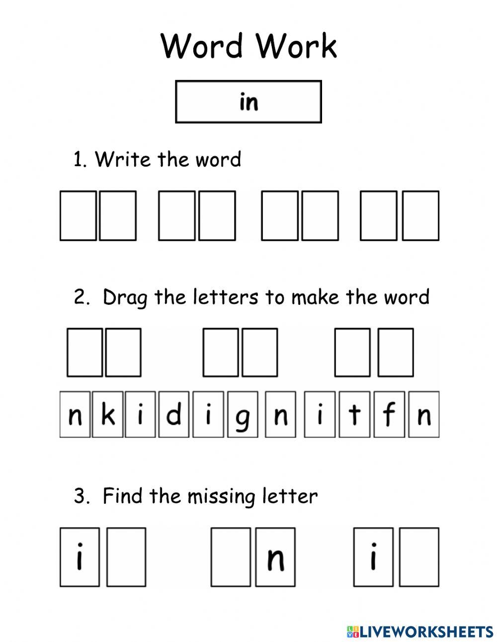 965681 | Word Work - in | ES | LiveWorksheets