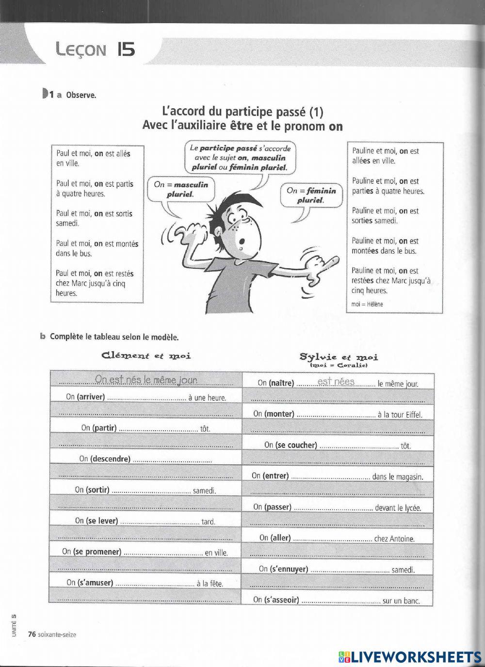 4993281 | Accord participe passé avec être et pronom on