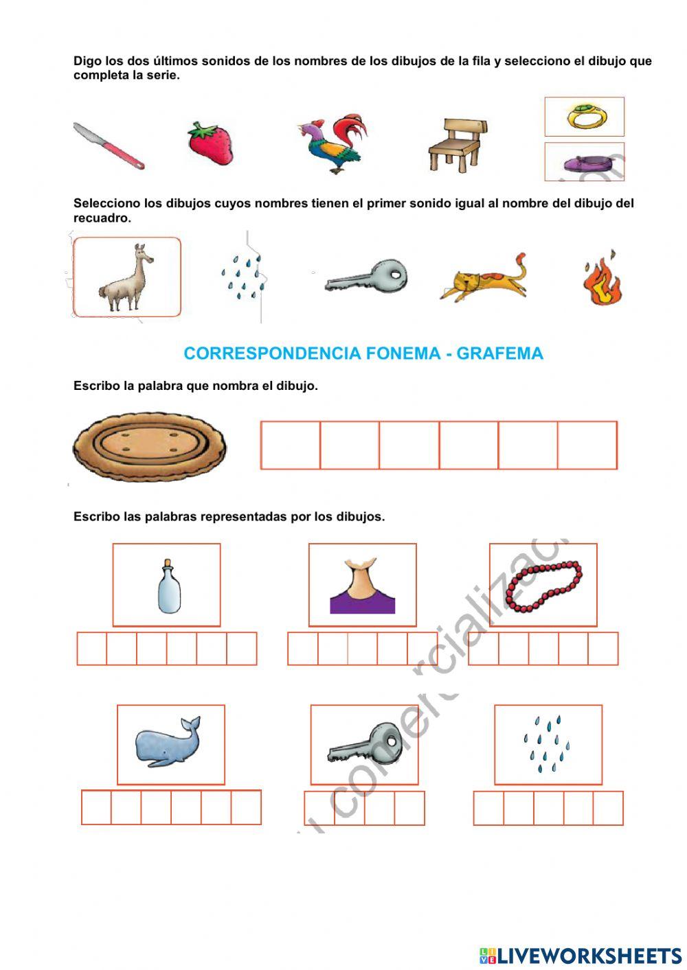 FONEMA GRAFEMA Ll worksheet | Live Worksheets