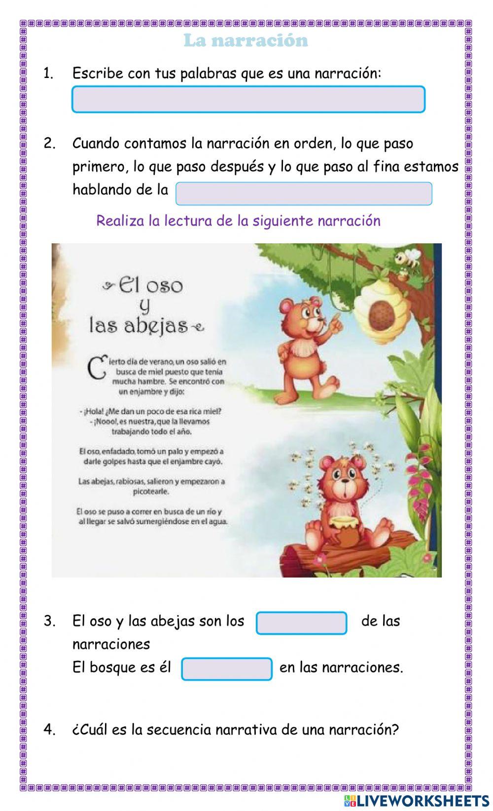 La narración free online activity | Live Worksheets