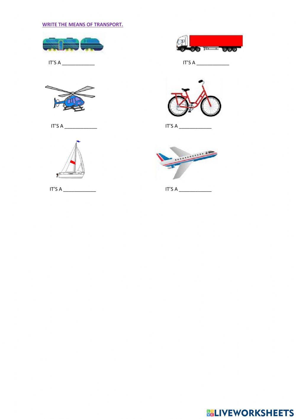 Means of transport online exercise for Grade 2 | Live Worksheets