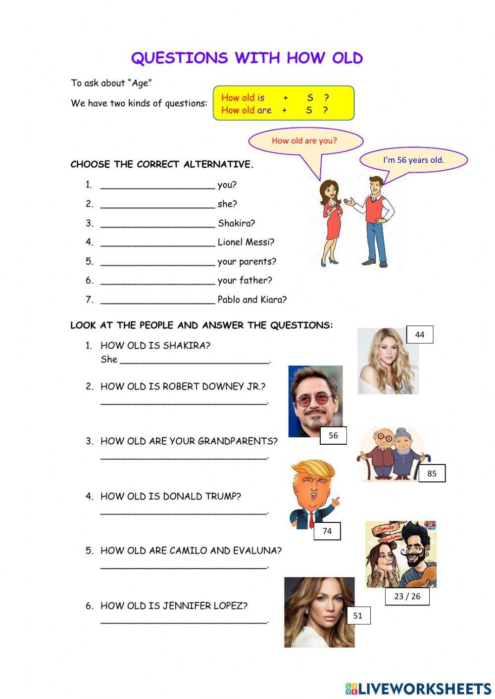 How old are you? | Free Interactive Worksheets | 1016553