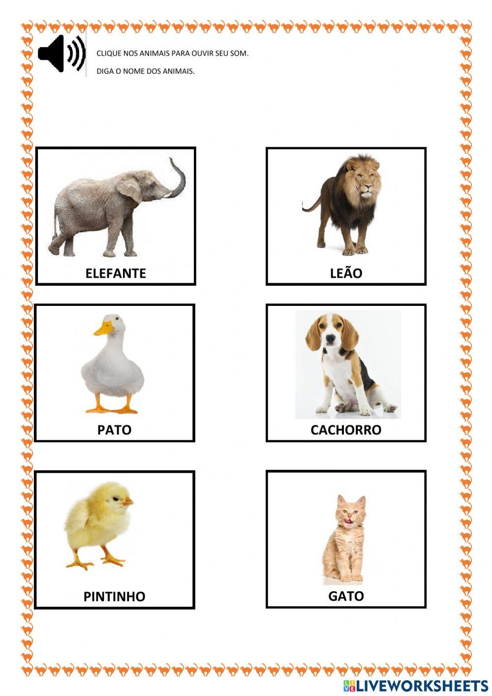 O som dos animais worksheet | Live Worksheets