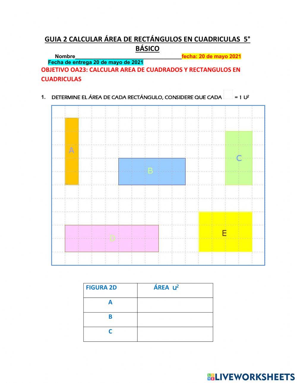 3032521 | GUIA 1 CALCULAR ÁREA DE CUADRADOS Y RECTÁNGULOS