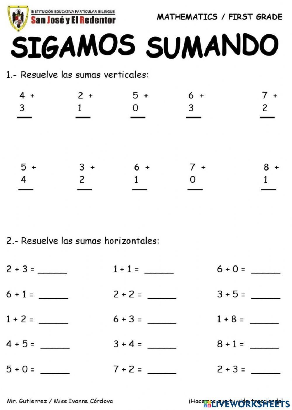 Sigamos sumando activity | Live Worksheets