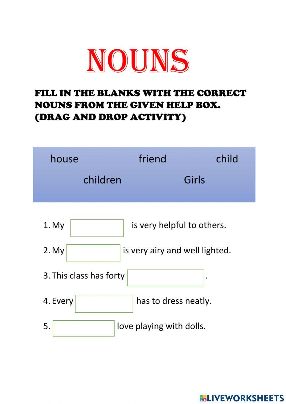 Nouns online exercise for 2 | Live Worksheets