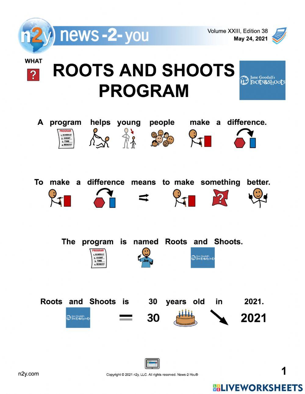 N2Y May2021 Jane Goodall Roots and Shoots Story online exercise for ...
