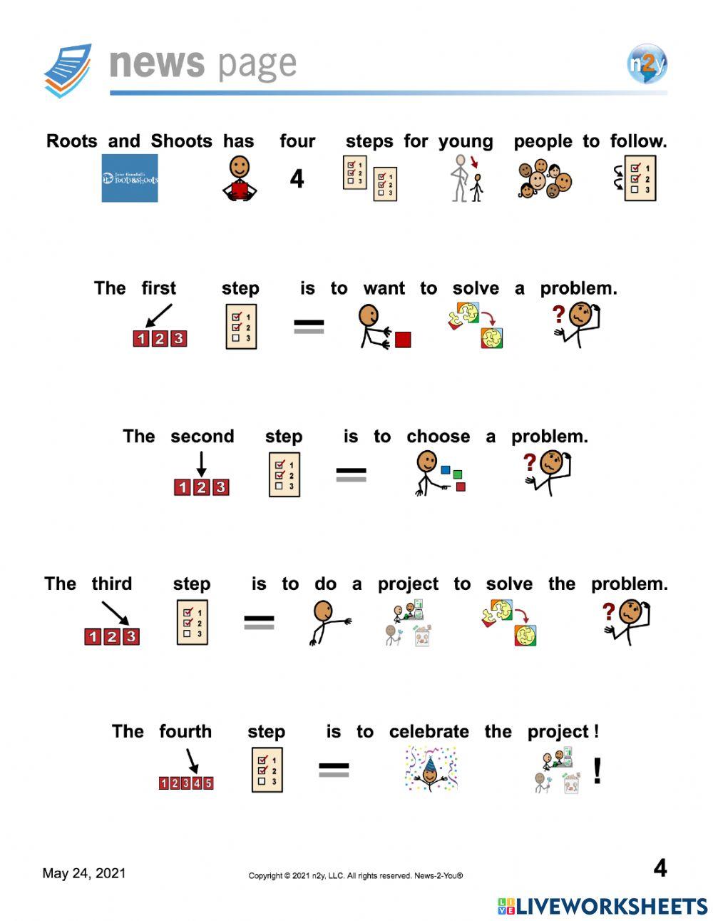 N2Y May2021 Jane Goodall Roots and Shoots Story online exercise for ...
