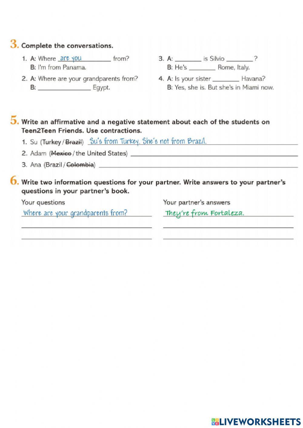Where ... from? worksheet | Live Worksheets