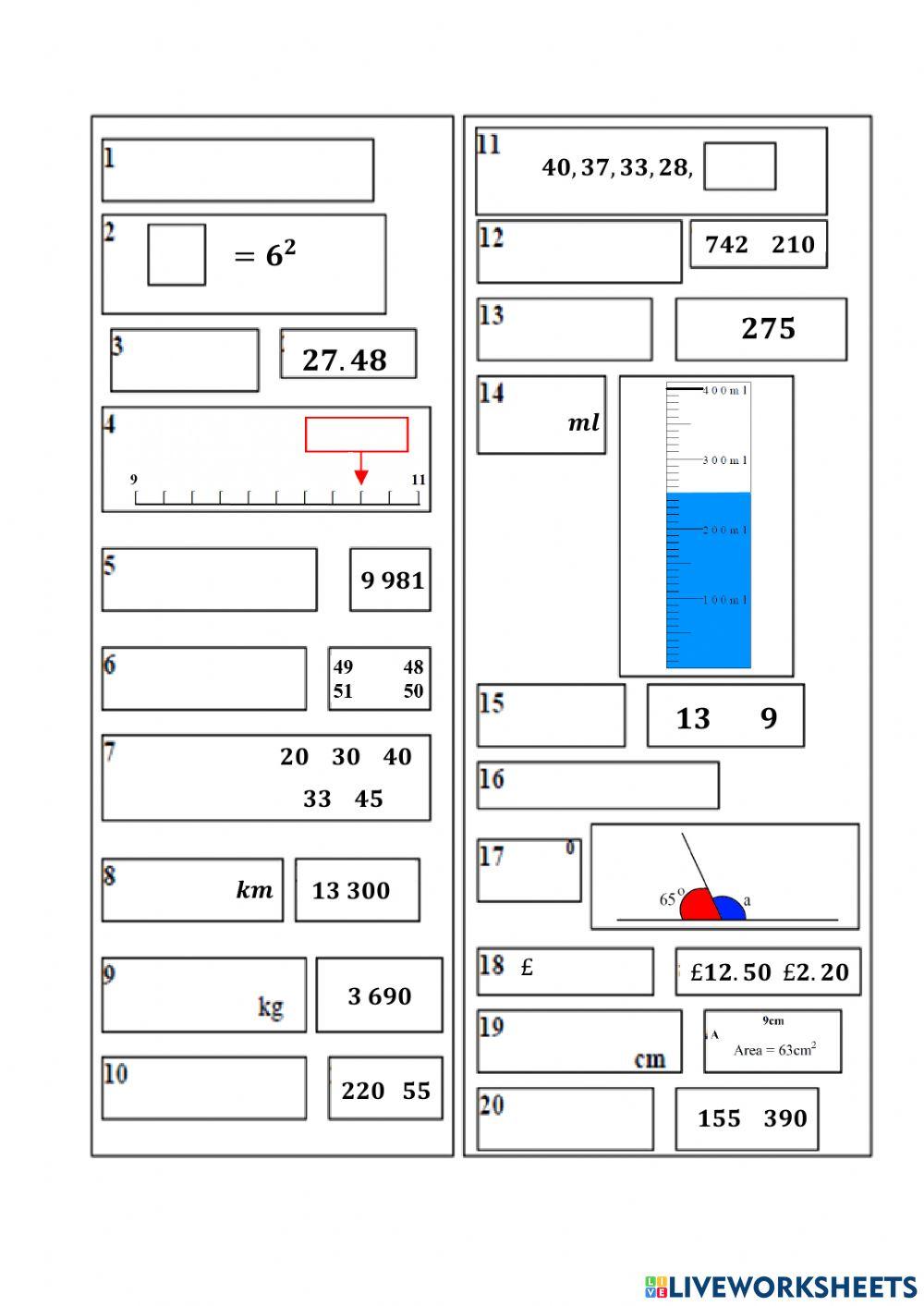 Mental Math Week 19 worksheet | Live Worksheets