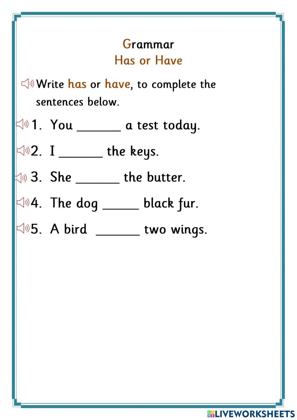 1018095 | The Verb to Have | ACBenjie | LiveWorksheets