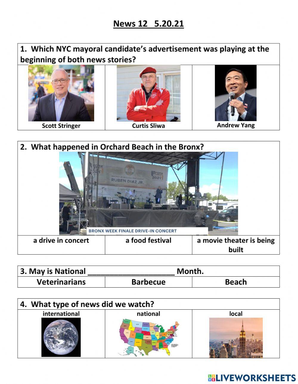 News Channel 12 5.20 worksheet | Live Worksheets
