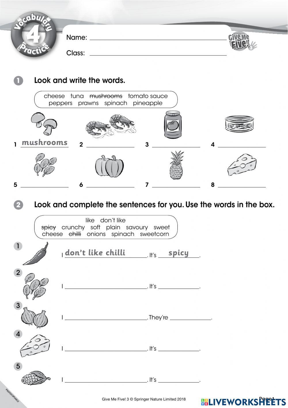 5024160 | WORKSHEETS- GIVE ME FIVE 3 (unit 4)