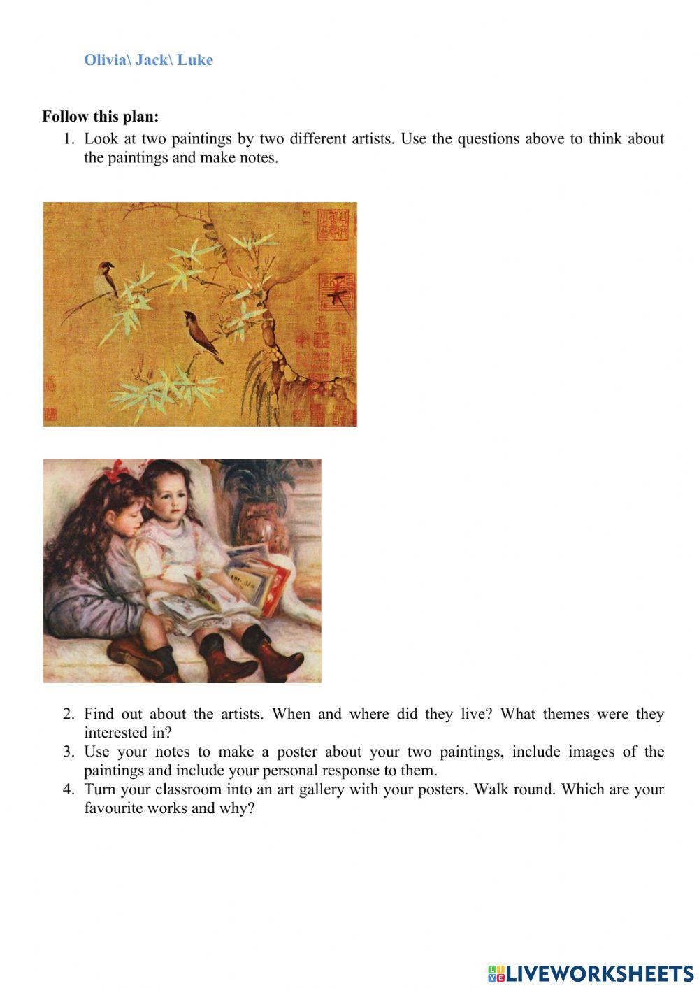 Art online pdf activity for grade 10 | Live Worksheets