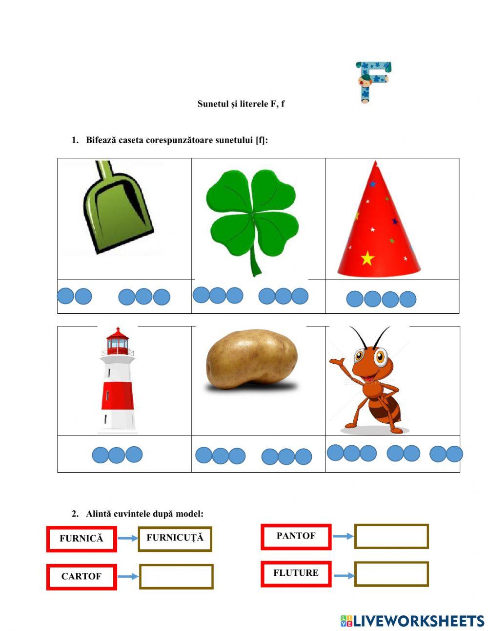 Sunetul si literele F,f activity | Live Worksheets