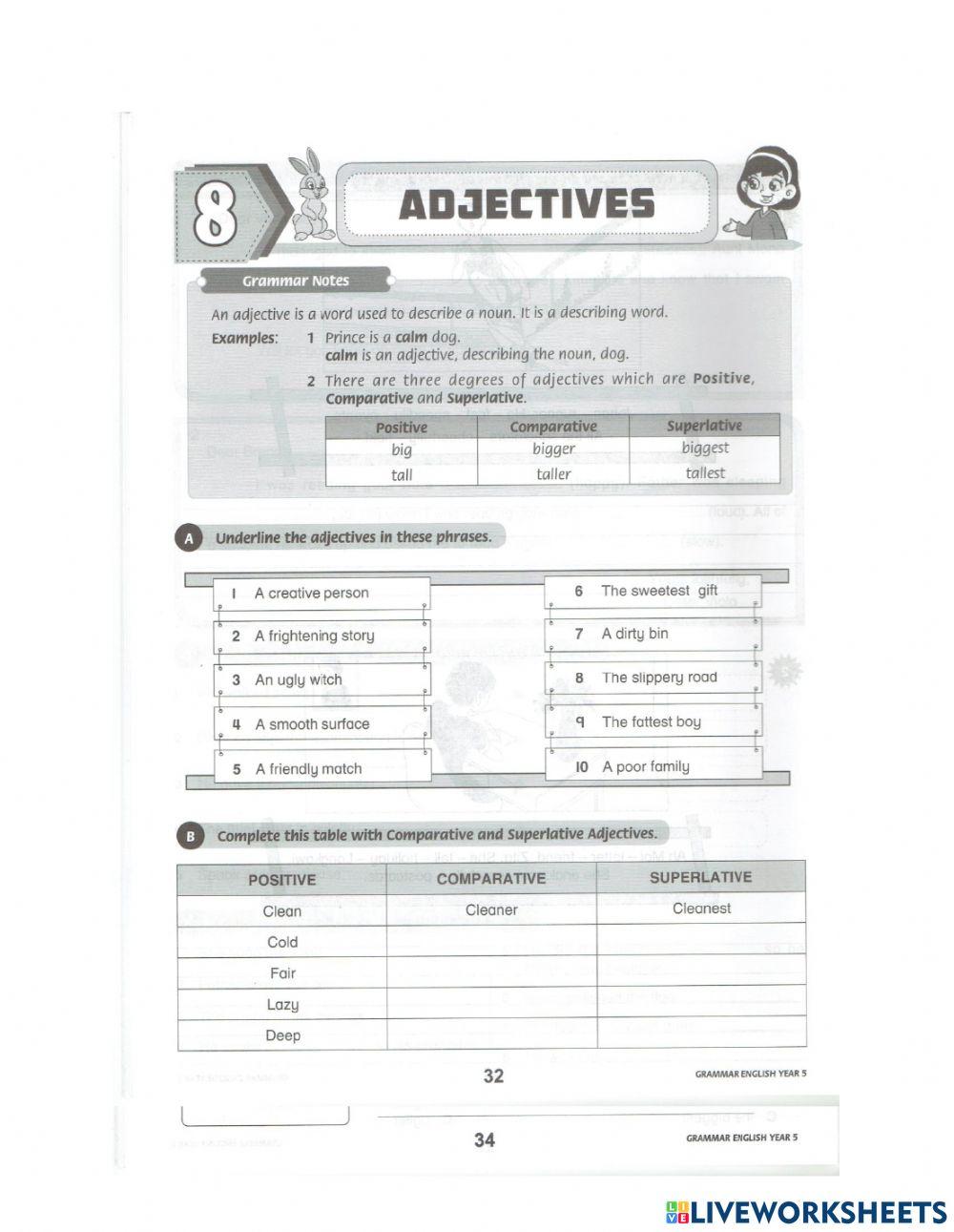 Adjectives online exercise for | Live Worksheets