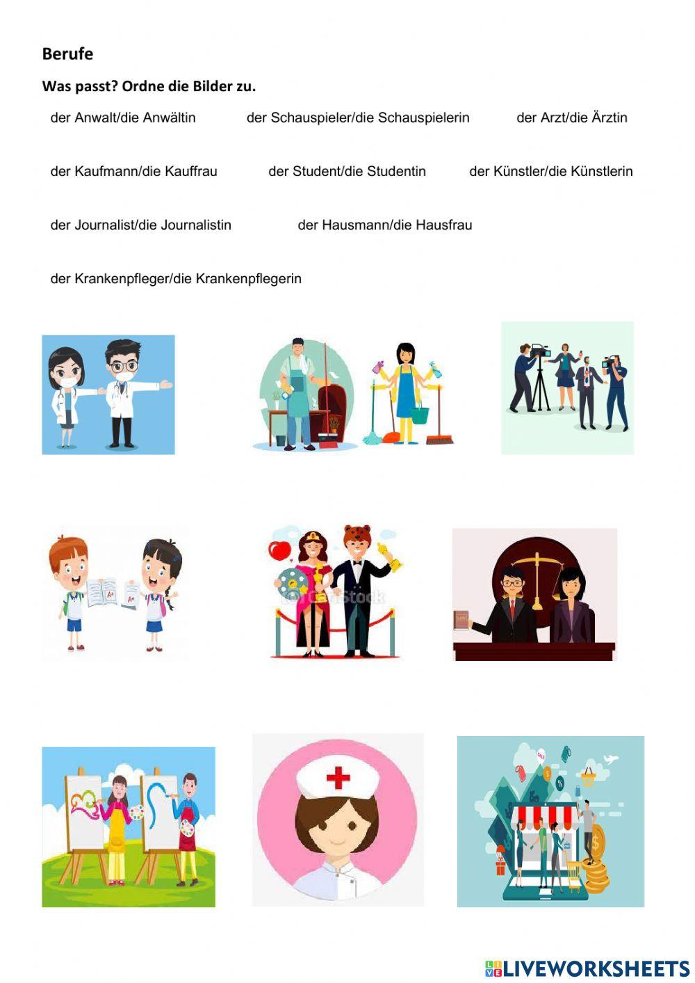 Berufe online pdf exercise for 2 | Live Worksheets