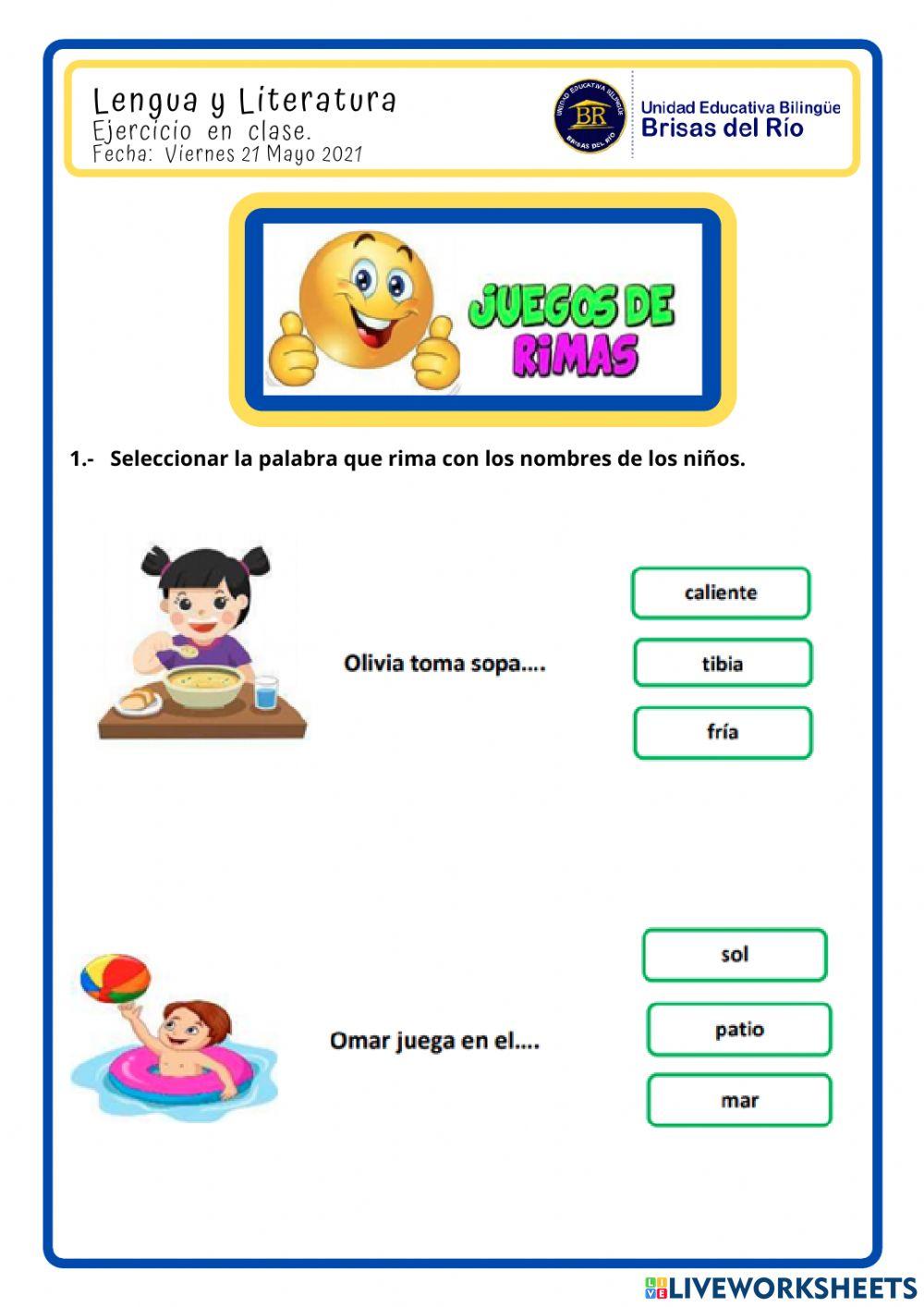 Rimas online exercise for 1° de primaria | Live Worksheets