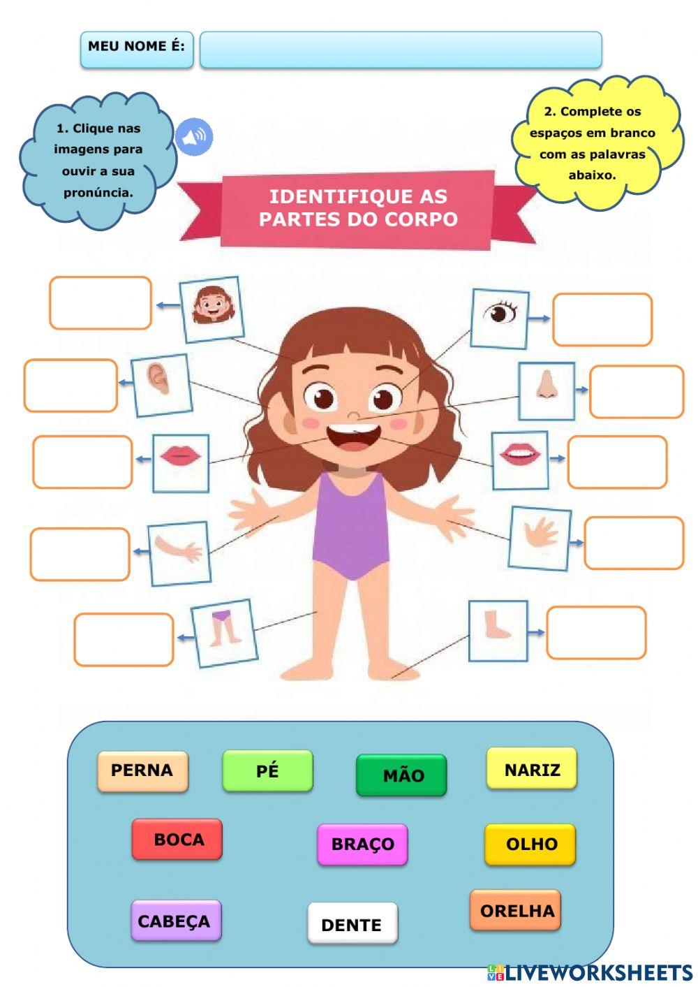 Partes Do Corpo Humano Activity For Educação Infantil Live Worksheets