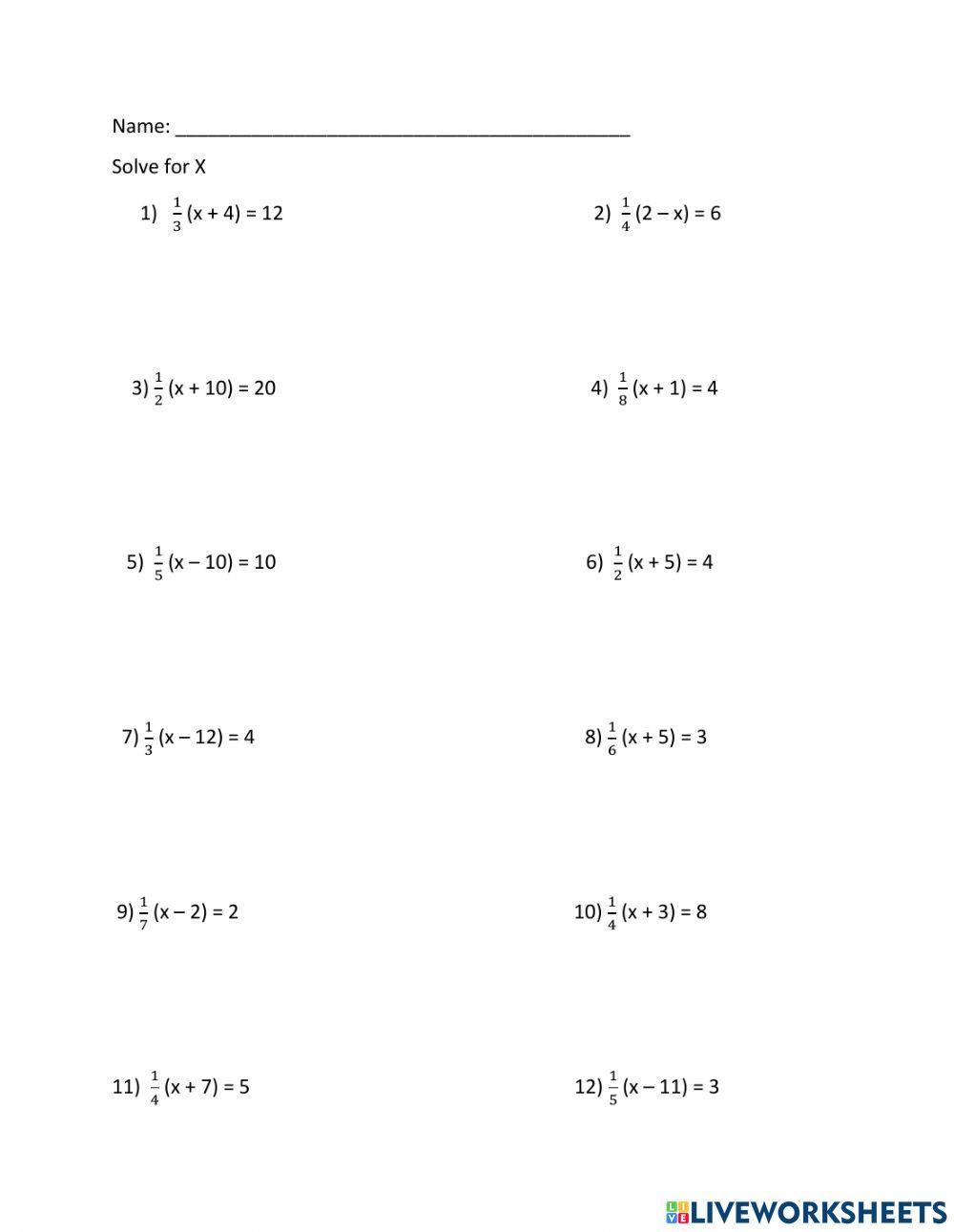 Mastering 2-Step Equations with Fractions Worksheet Mastering 2-Step Equations with Fractions Worksheet