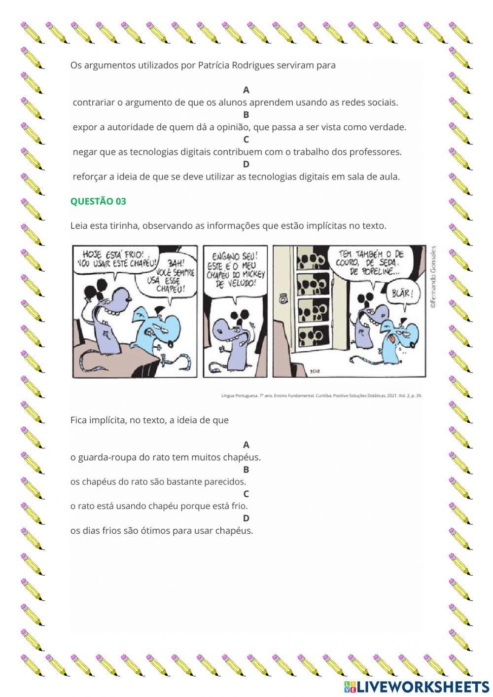 Português online exercise for 7ºANO | Live Worksheets