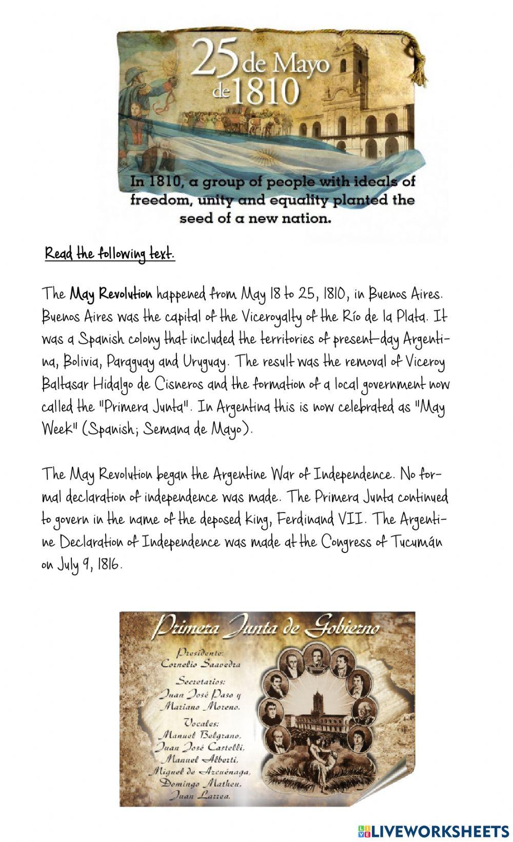 May Revolution worksheet for A2 | Live Worksheets