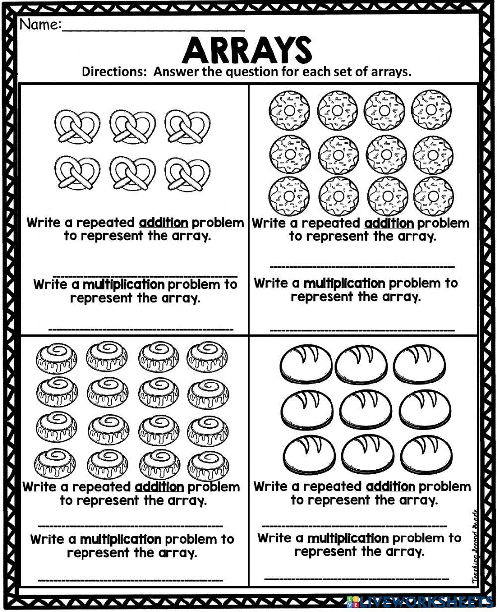 array worksheets repeated addition
