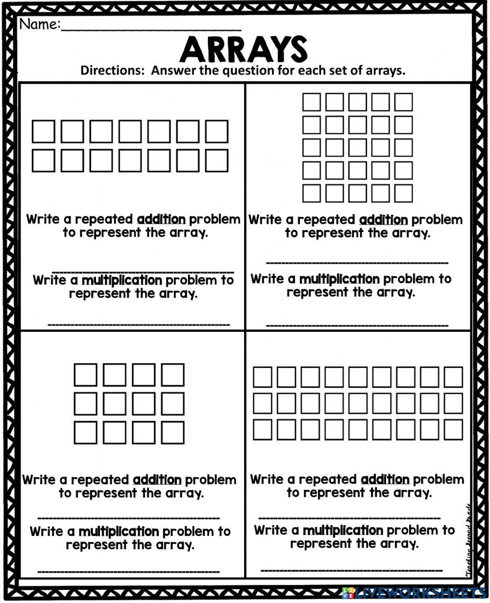 array worksheets repeated addition