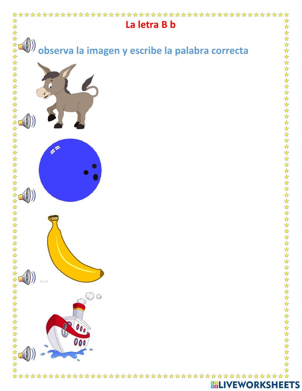 La letra b exercise for primero | Live Worksheets