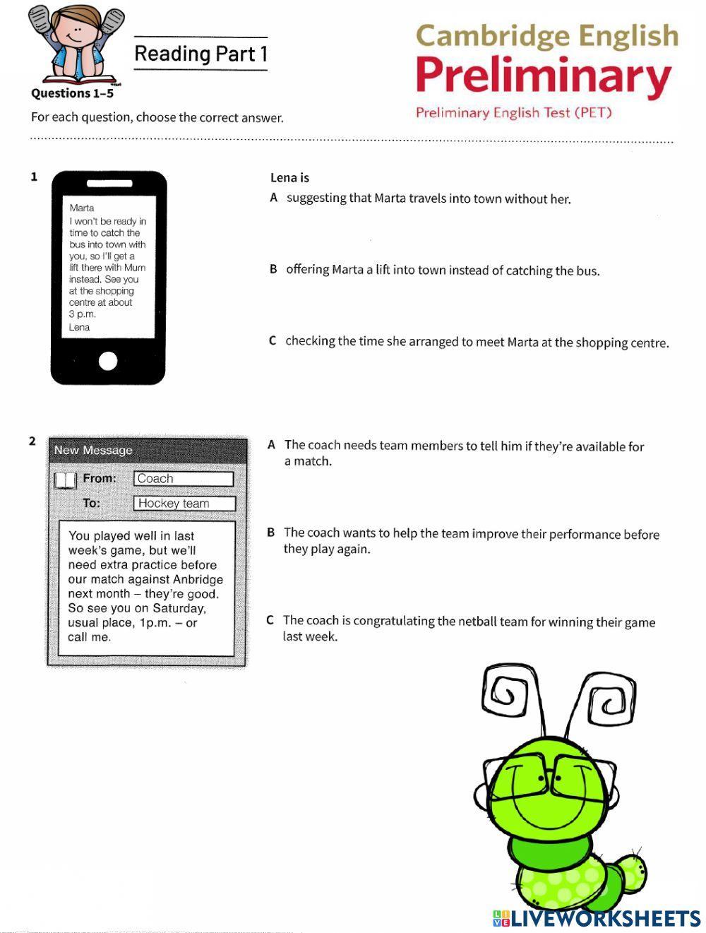 1021592 | PET 2020 Reading parts 1-4 | Melissa Macias