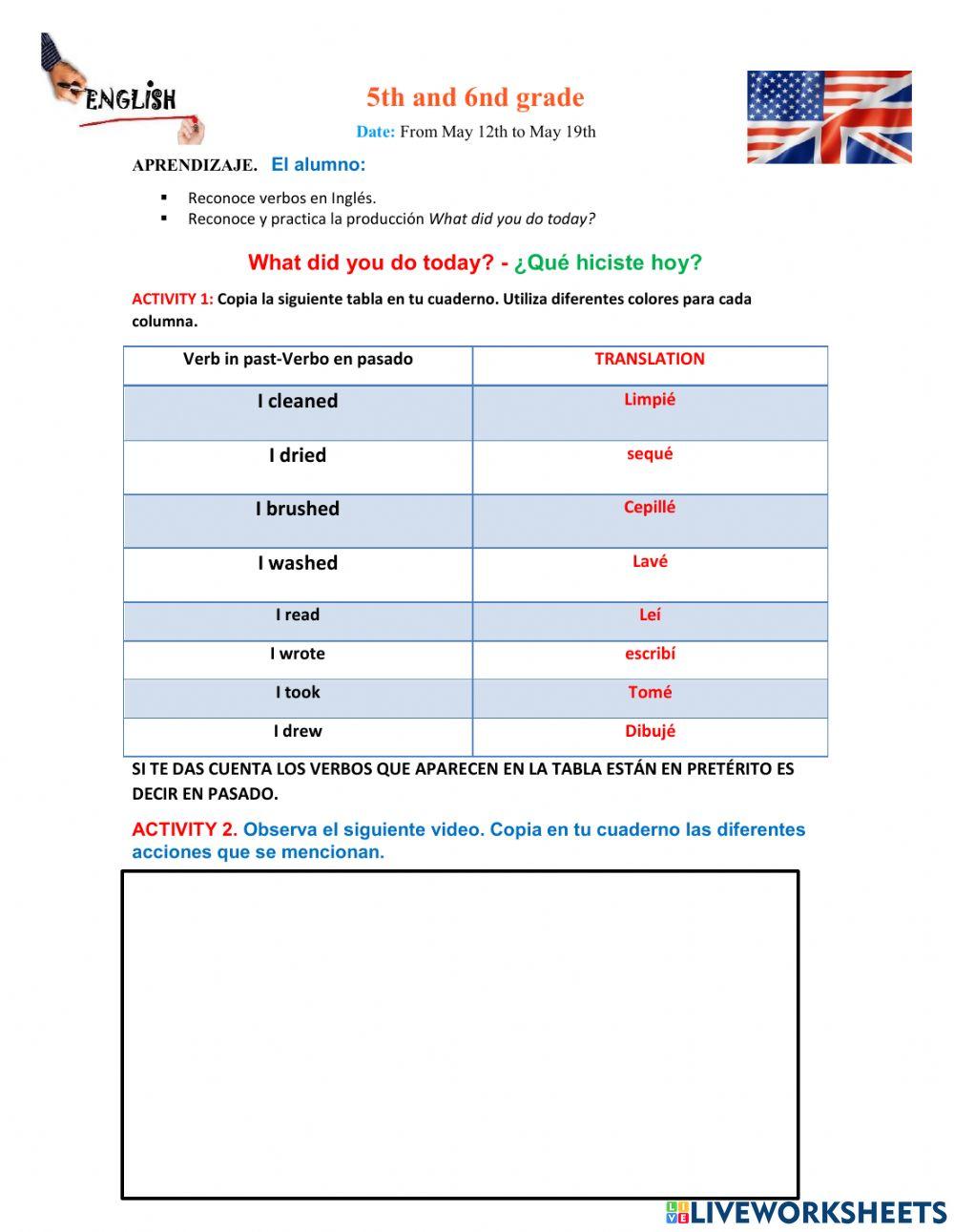 What did you do today 2 | patylu | Live Worksheets