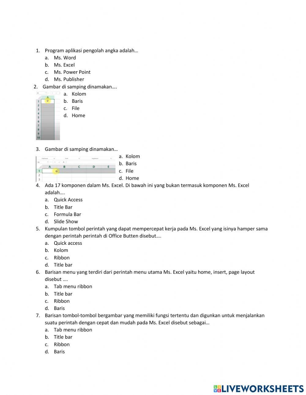 Tik interactive activity for 5 | Live Worksheets