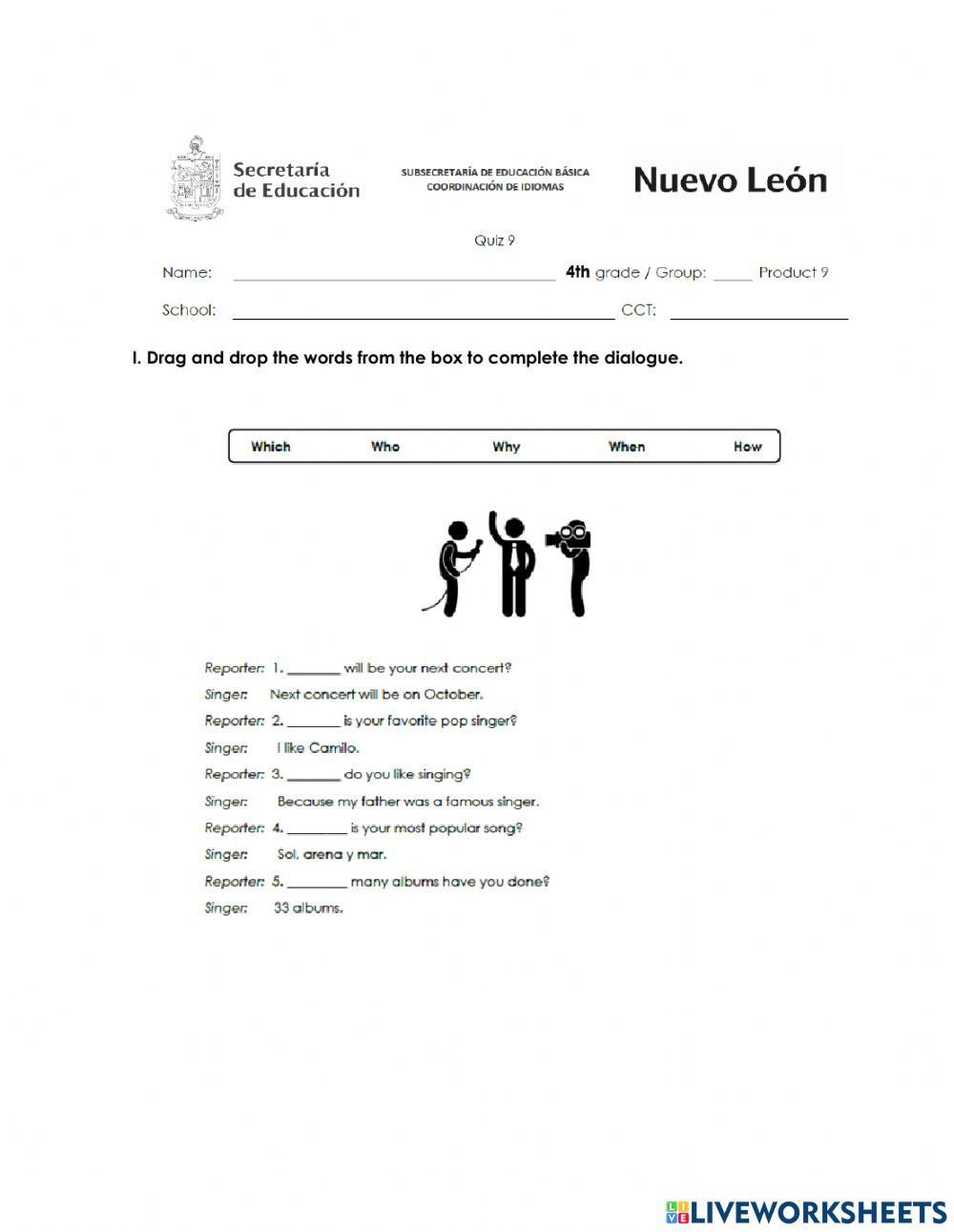 4th grade quiz p9 worksheet | Live Worksheets