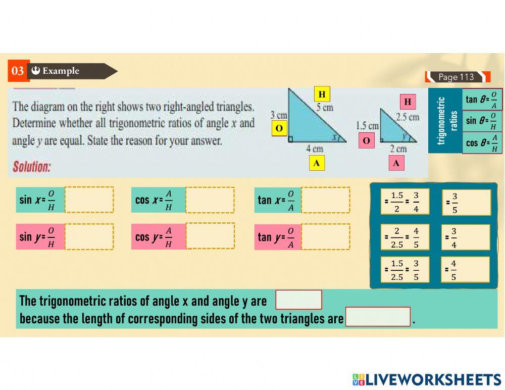 Determine whether all trigonometric ratios of angle x and angle y are ...