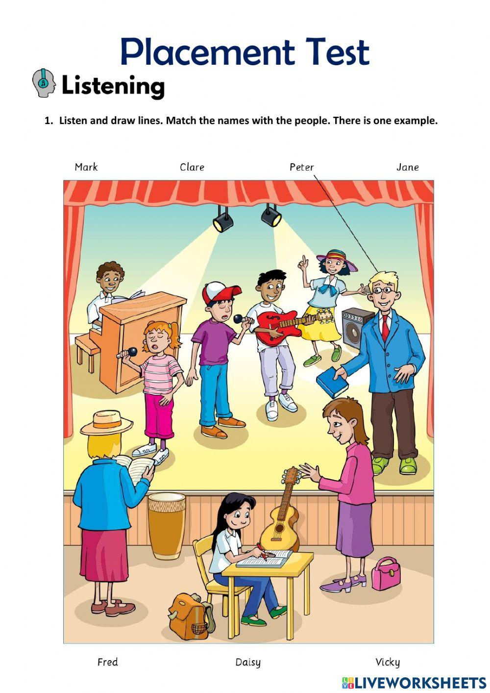 Placement A1 Online Exercise For Live Worksheets
