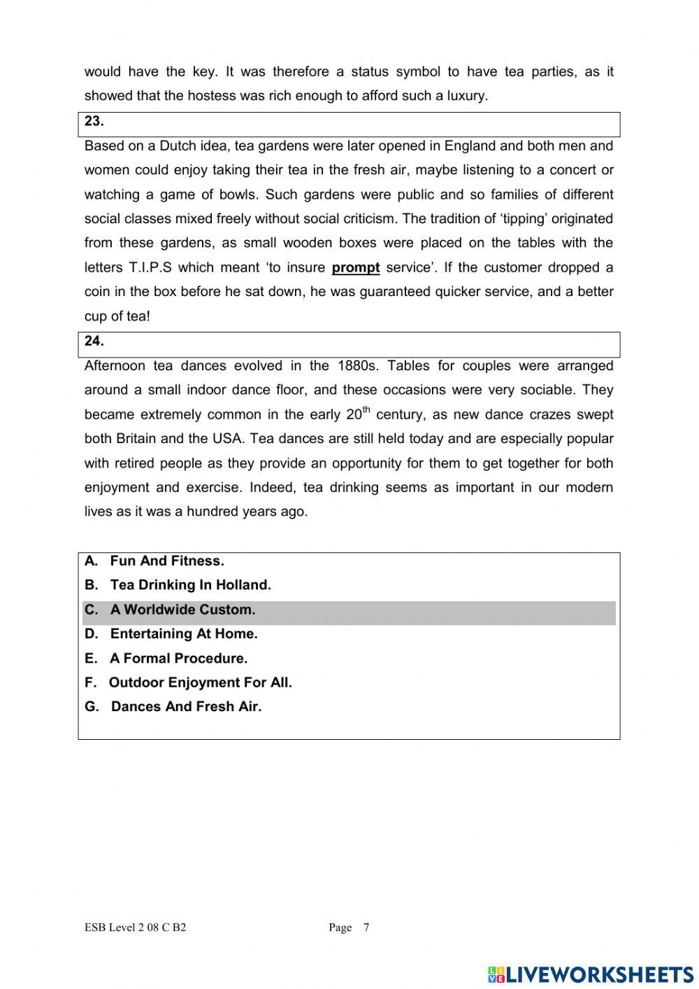 ESB B2 | Free Interactive Worksheets | 5026323