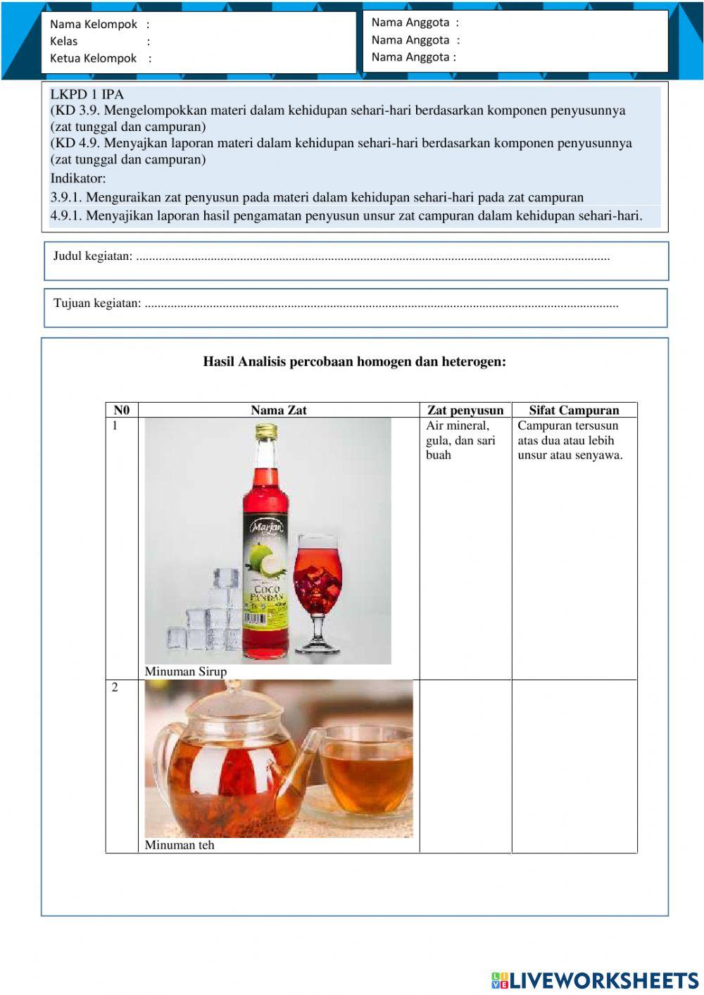 Percobaan interactive exercise | Live Worksheets