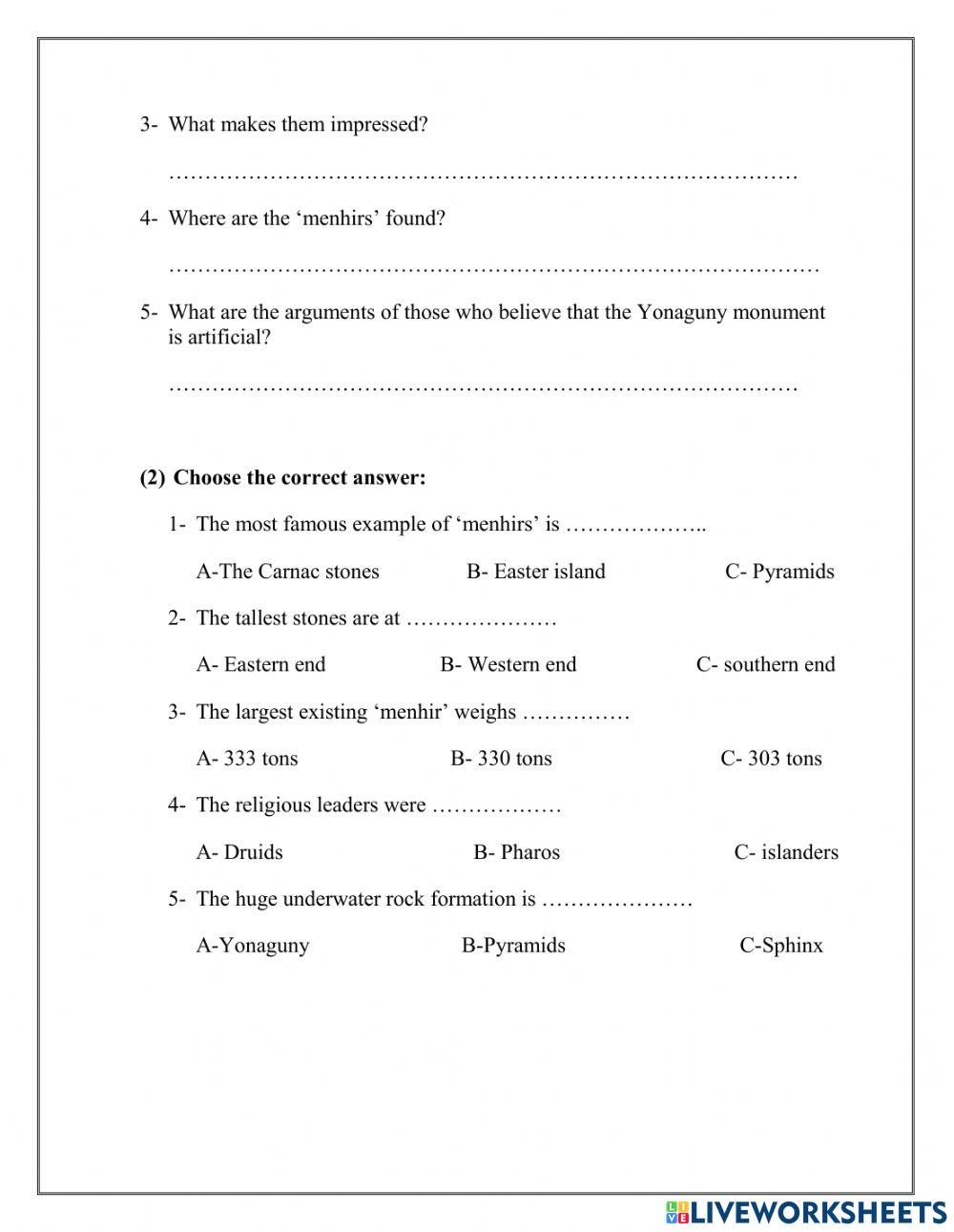 Final Exam A interactive worksheet | Live Worksheets