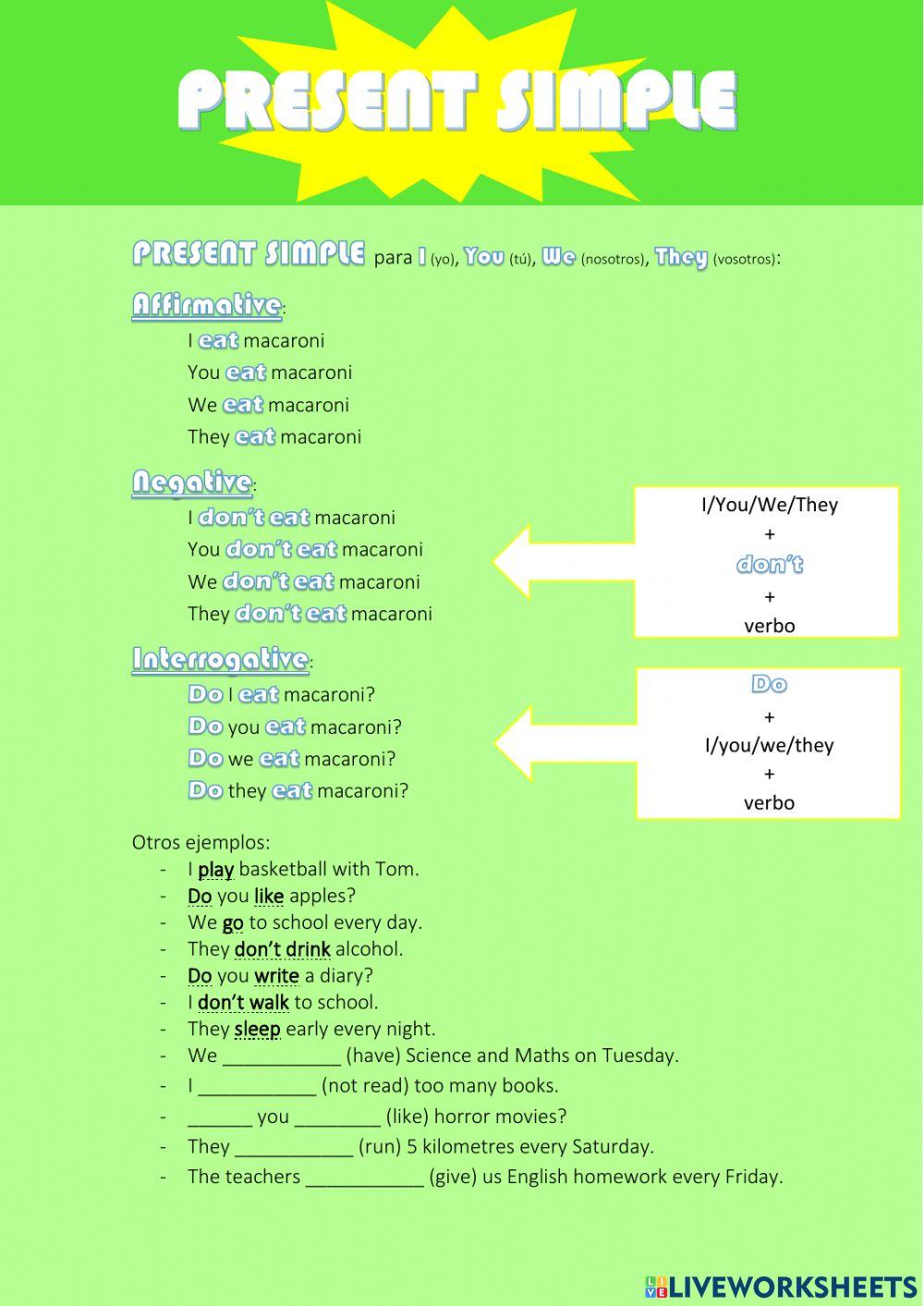 Present Simple online exercise for Tercero de Primaria | Live Worksheets