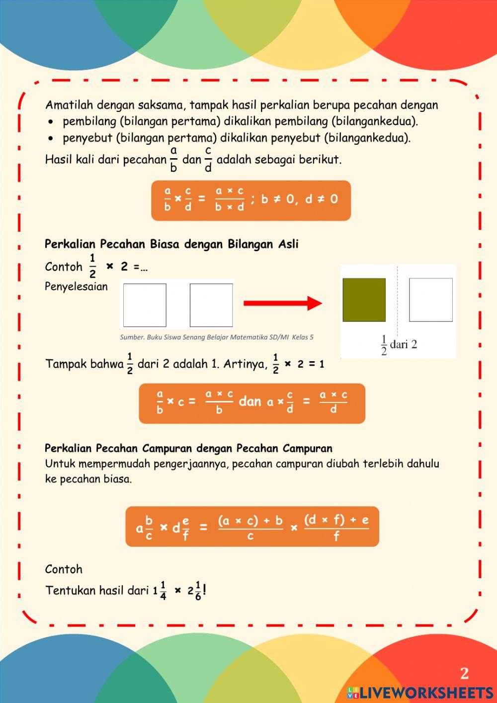 Perkalian Bilangan Pecahan Kelas 5 5026403 | Gede Yoga