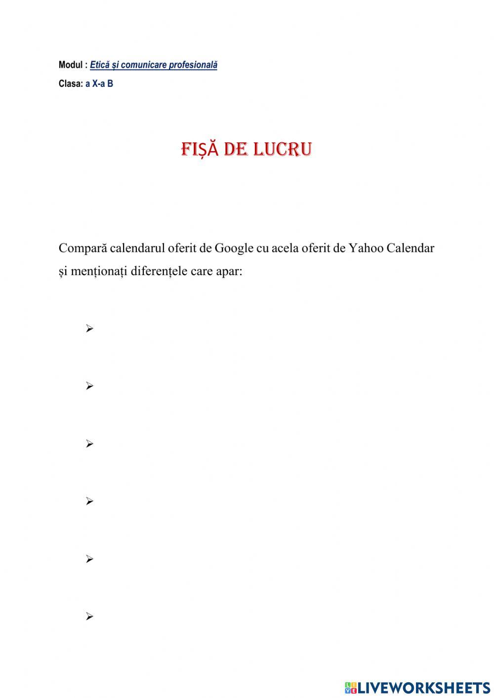 5026582 | Fisa de lucru-Agenda electronica | iosub