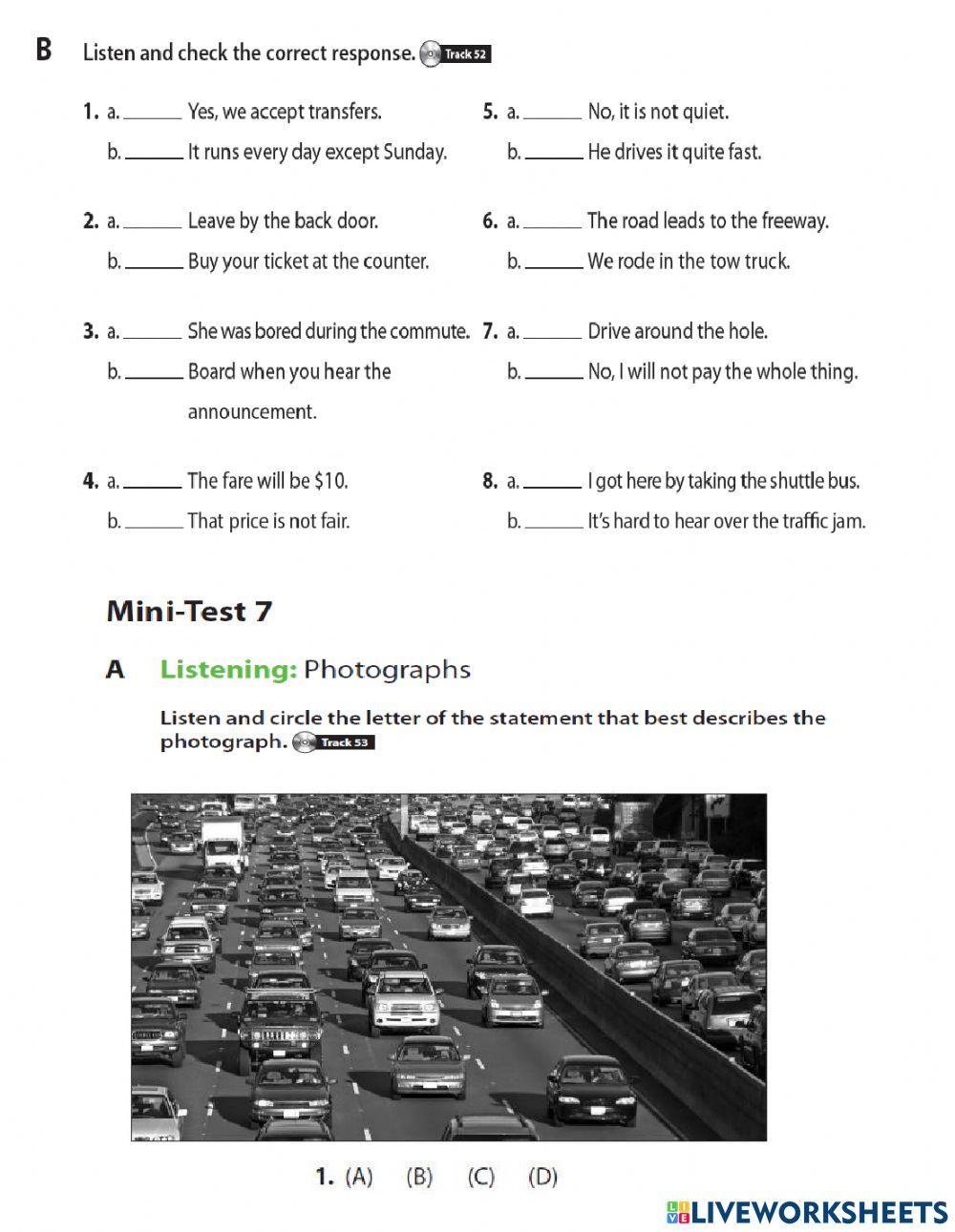 UNIT 7. TRANSPORTATION. BUILDING TOEIC | LiveWorksheets