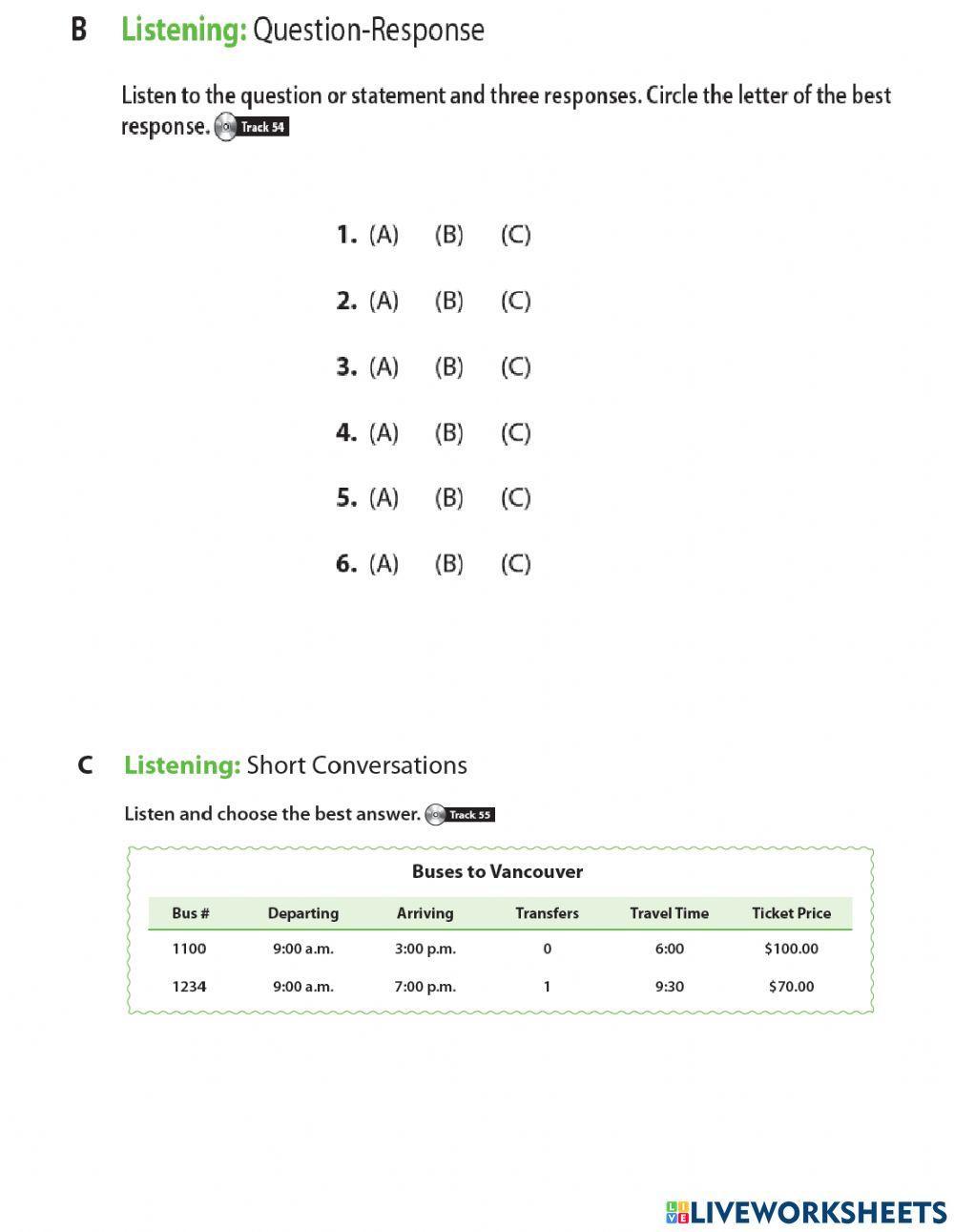 UNIT 7. TRANSPORTATION. BUILDING TOEIC | LiveWorksheets