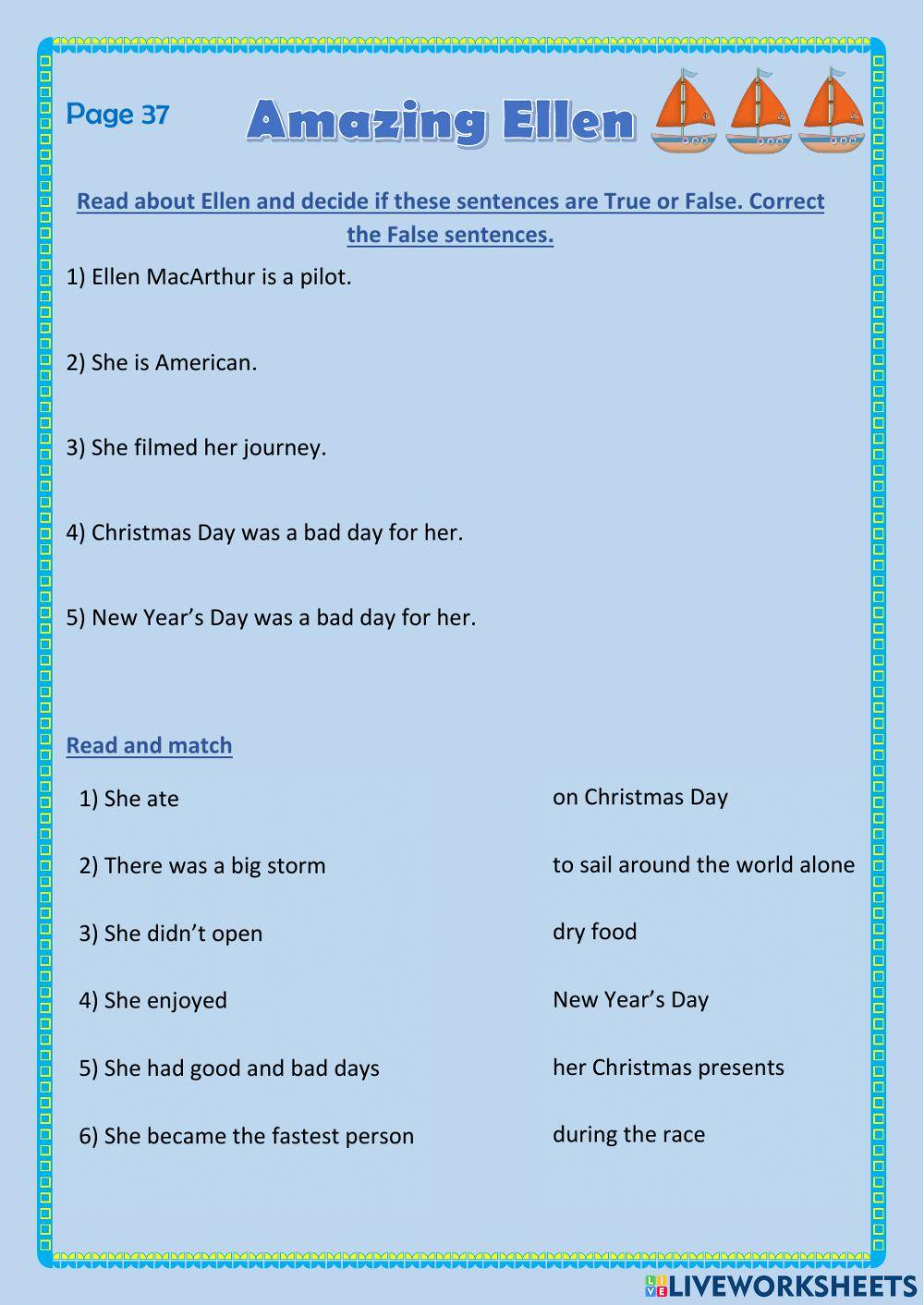 Amazing Ellen | Free Interactive Worksheets | 1023232