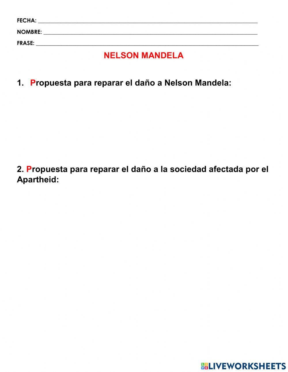 Nelson mandela worksheet for QUINTO GRADO DE PRIMARIA | Live Worksheets