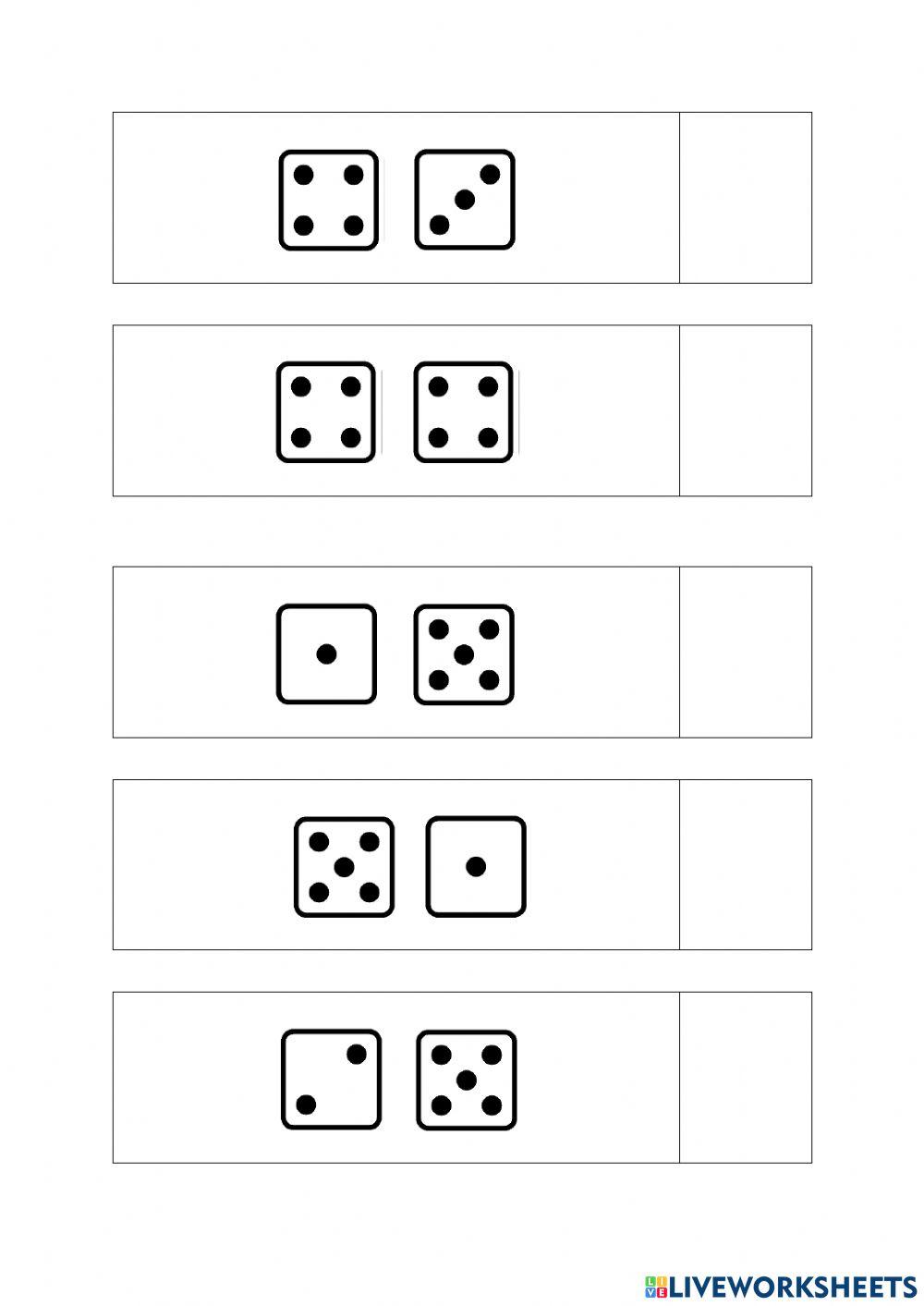 Addition using dots 1-6 worksheet | Live Worksheets