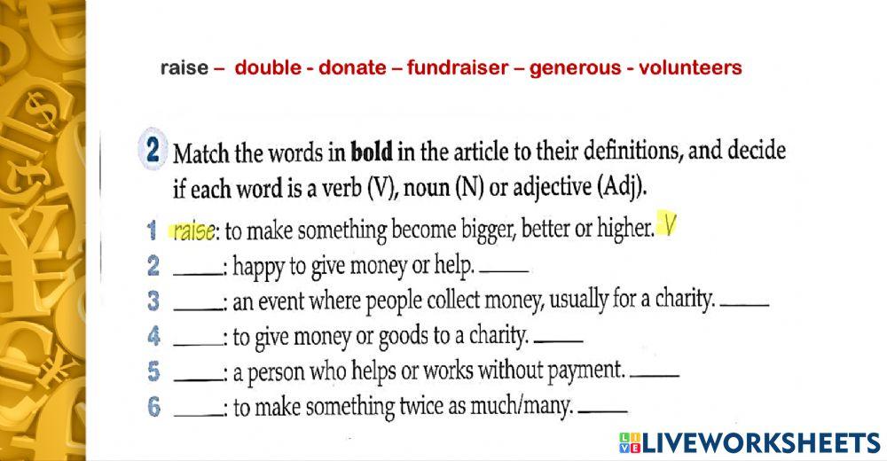 Vocabulary match English as a Second Language (ESL) exercise | Live ...