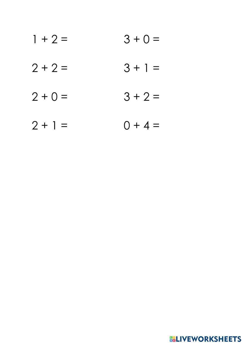 Sigle digit addition worksheet | Live Worksheets