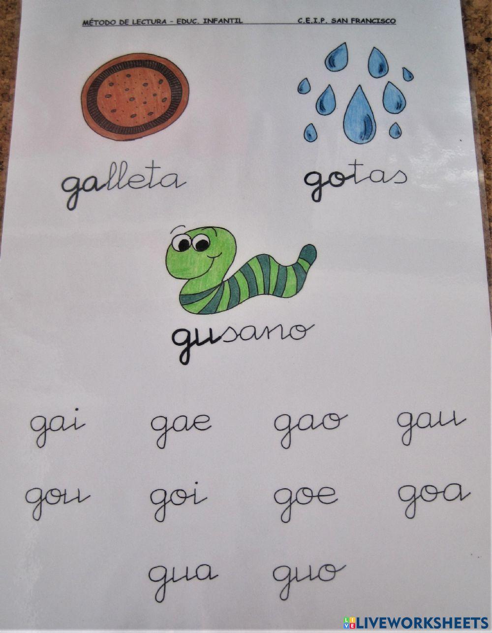 Fonema ga go gu 1024517 | nievesbt1 | Live Worksheets
